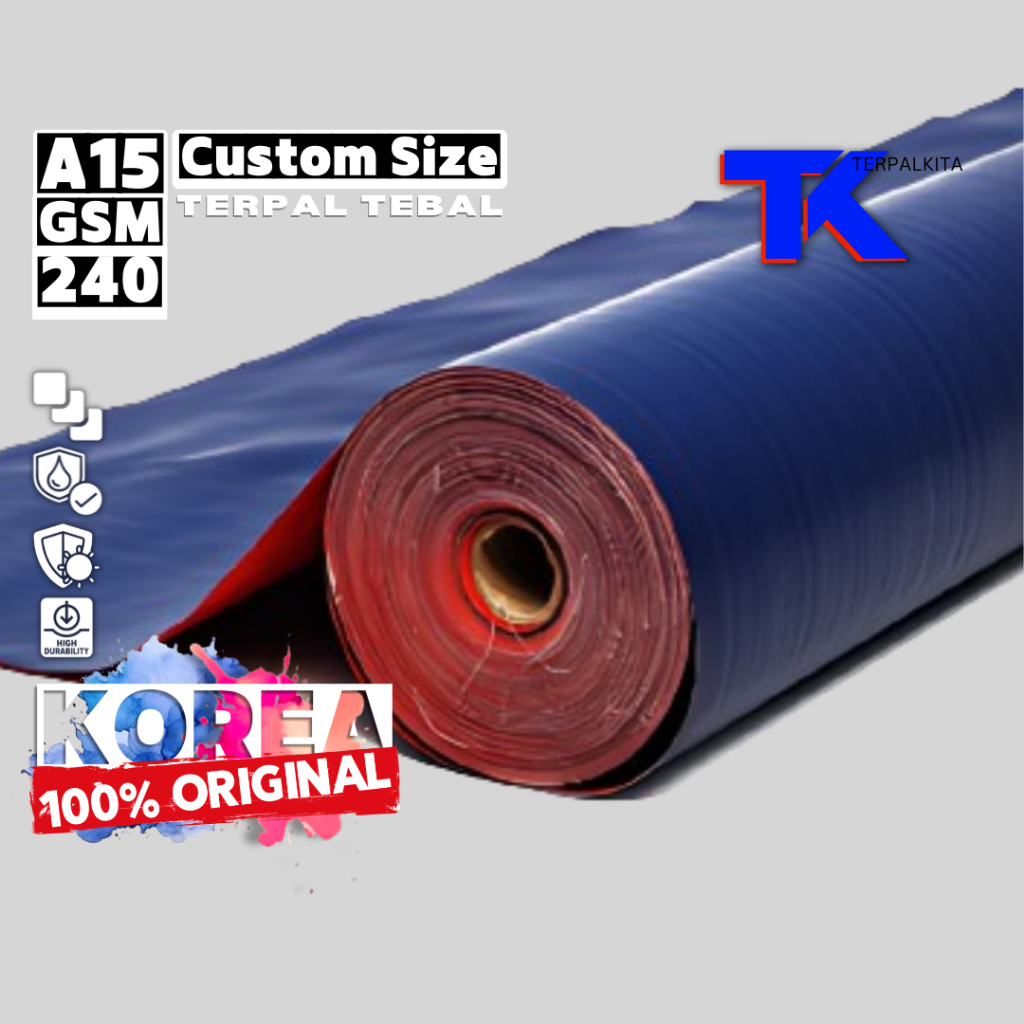 Jual Terpal Plastik A15 Korea Ukuran Custom Tebal Biru Orange Tahan Air ...