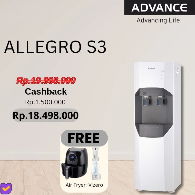 Jual Advance - Reverse Osmosis Allegro S3 Water Purifier - Dispenser ...