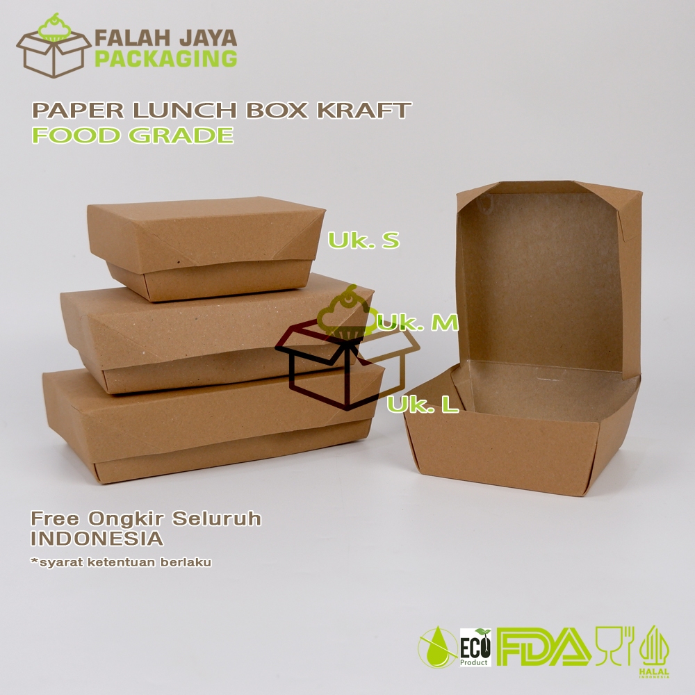 Jual PAPER LUNCH BOX KRAFT FOOD GRADE ( SIAP PAKAI ) ISI 50 PCS | Shopee Indonesia