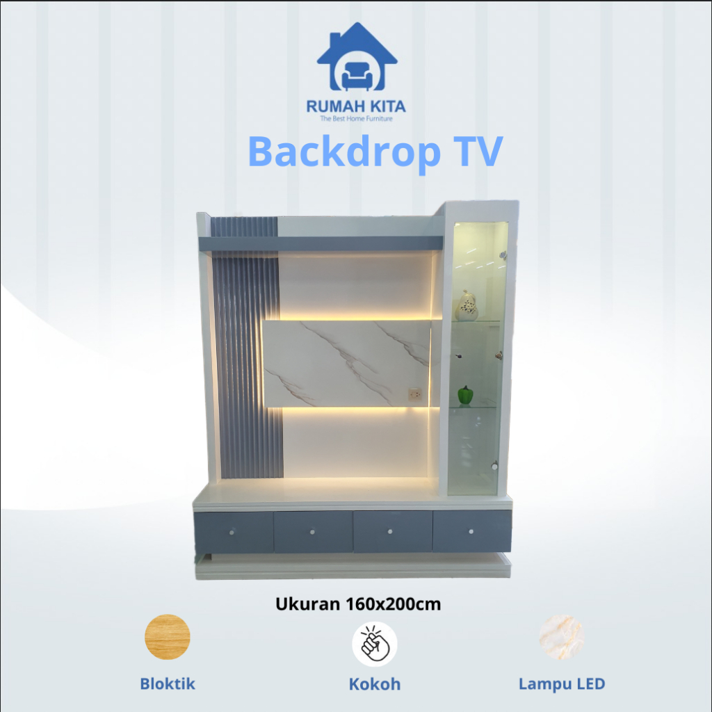 Jual Backdrop TV LED Mewah BAHAN KAYU | Shopee Indonesia