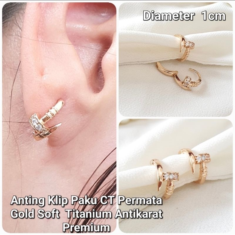 Jual Anting Klip Ct Paku Permata Premium Titanium Antikarat | Shopee ...