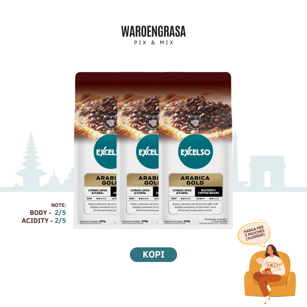 Jual Excelso Kopi Biji - Arabica Gold - 200gr - 3 Packs | Shopee Indonesia