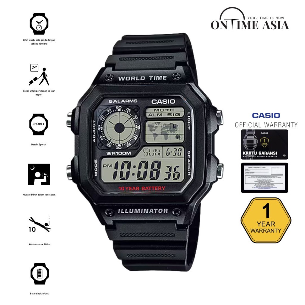 Jual Casio General AE-1200WH-1AVDF / AE1200WH-1AV Original & Garansi | Shopee Indonesia
