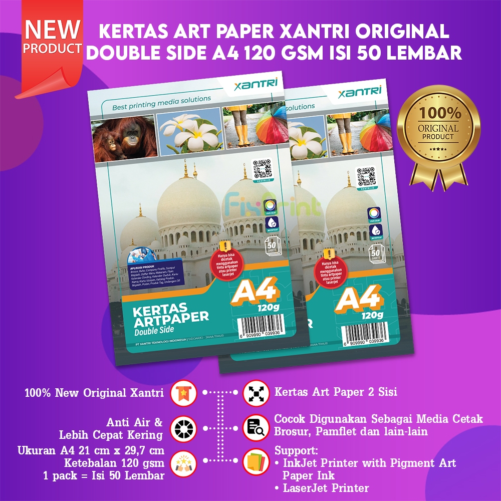 Jual FixPrint Kertas Photo Art Paper A4 120gsm 120 gsm Print Double ...