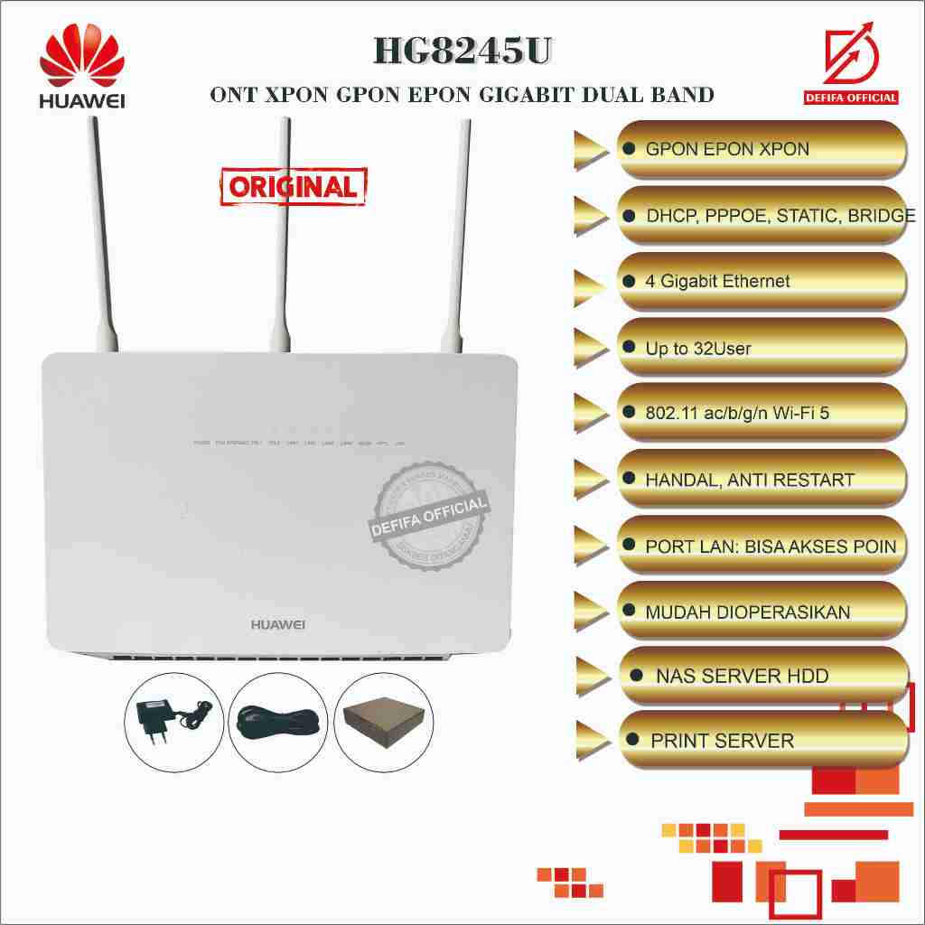 Jual Modem Fiber Optik ONT Huawei HG8245U Wifi-5 Wireless Router XPON ...