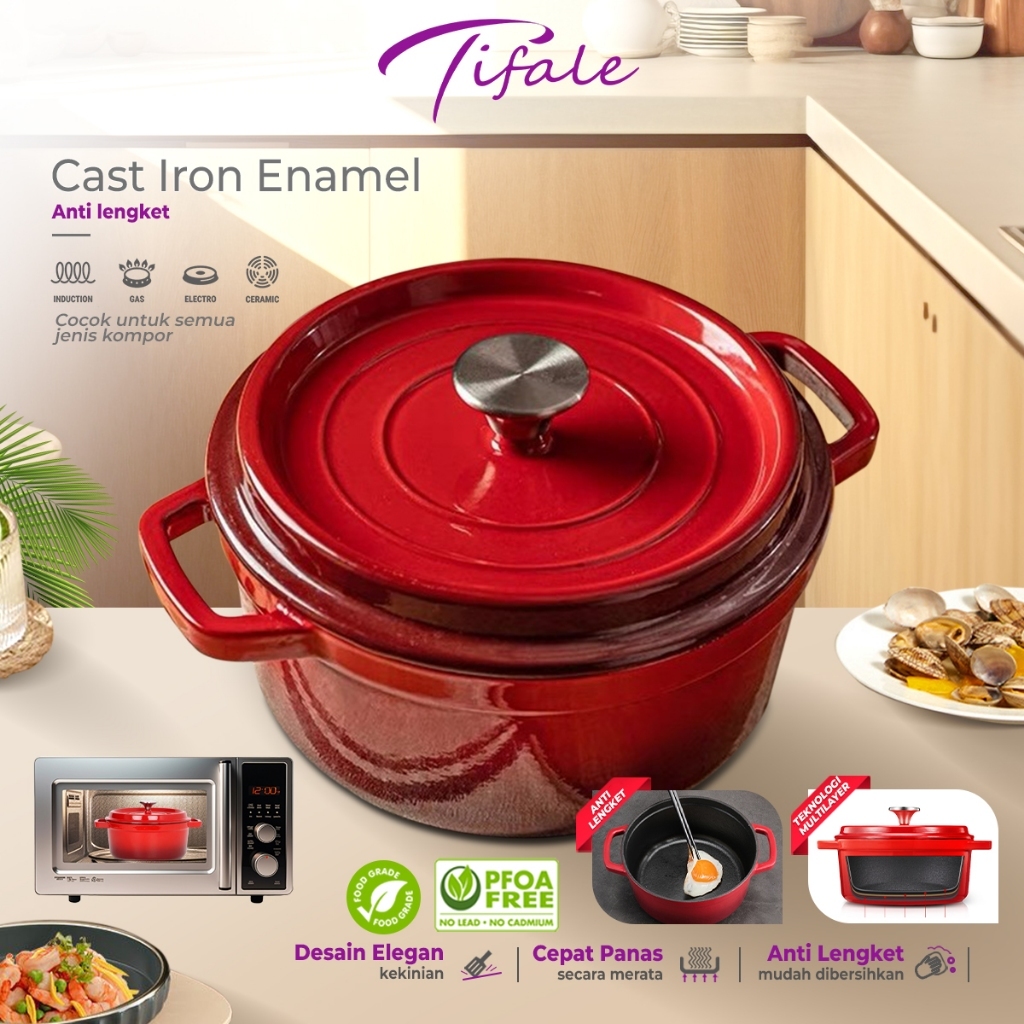 Jual Hongzhuo Enamel Cast Iron Panci 24CM Enamel Besi Cor Panas Merata ...