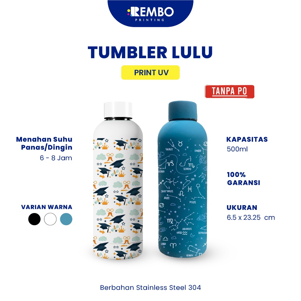 Jual Tumbler Custom LULU Cetak UV/Print UV Nama/Logo/Foto Souvenir ...