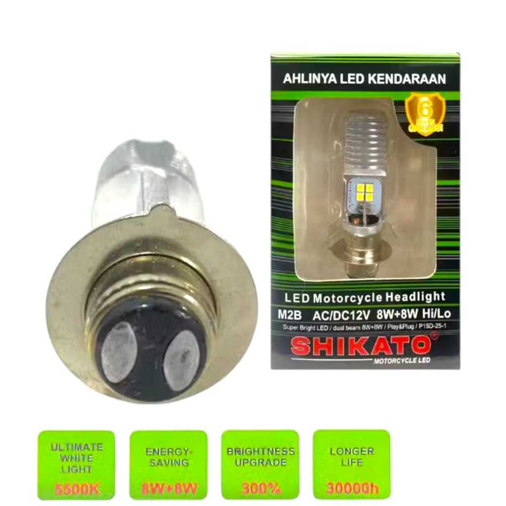 Jual bohlam lampu depan motor shikato lampu motor depan headlamp led shikato ac dc M2B UNIVERSAL ...