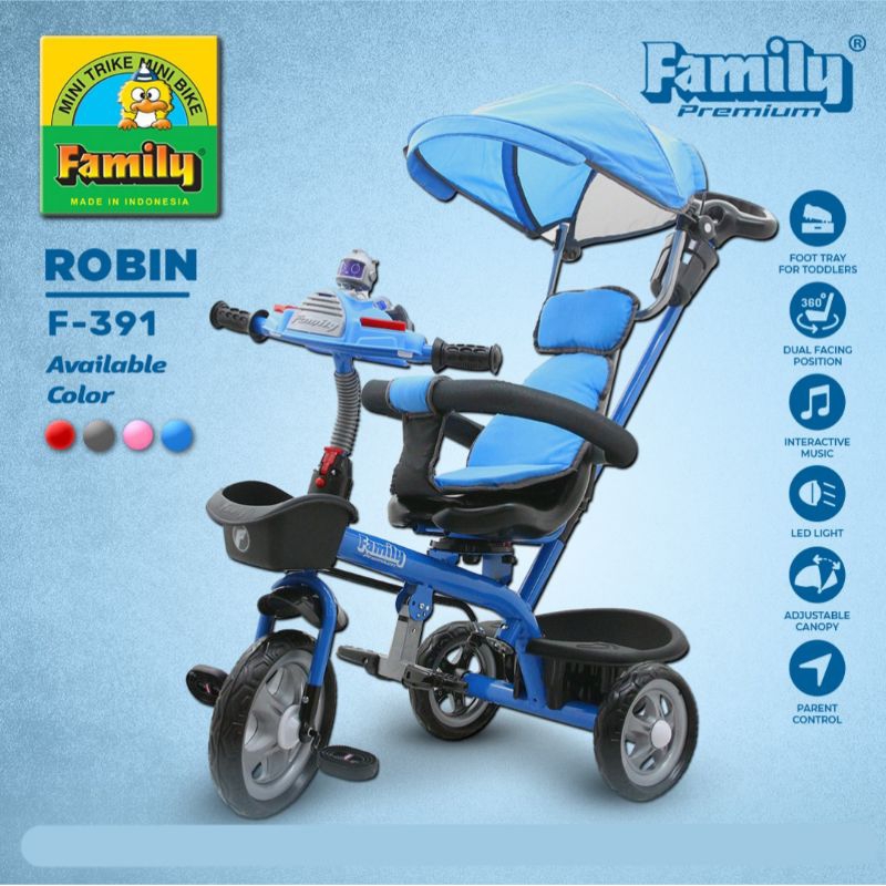 Jual Sepeda Roda Tiga Family F-391 ROBIN Tricycle Sepeda Dorong Sepeda ...
