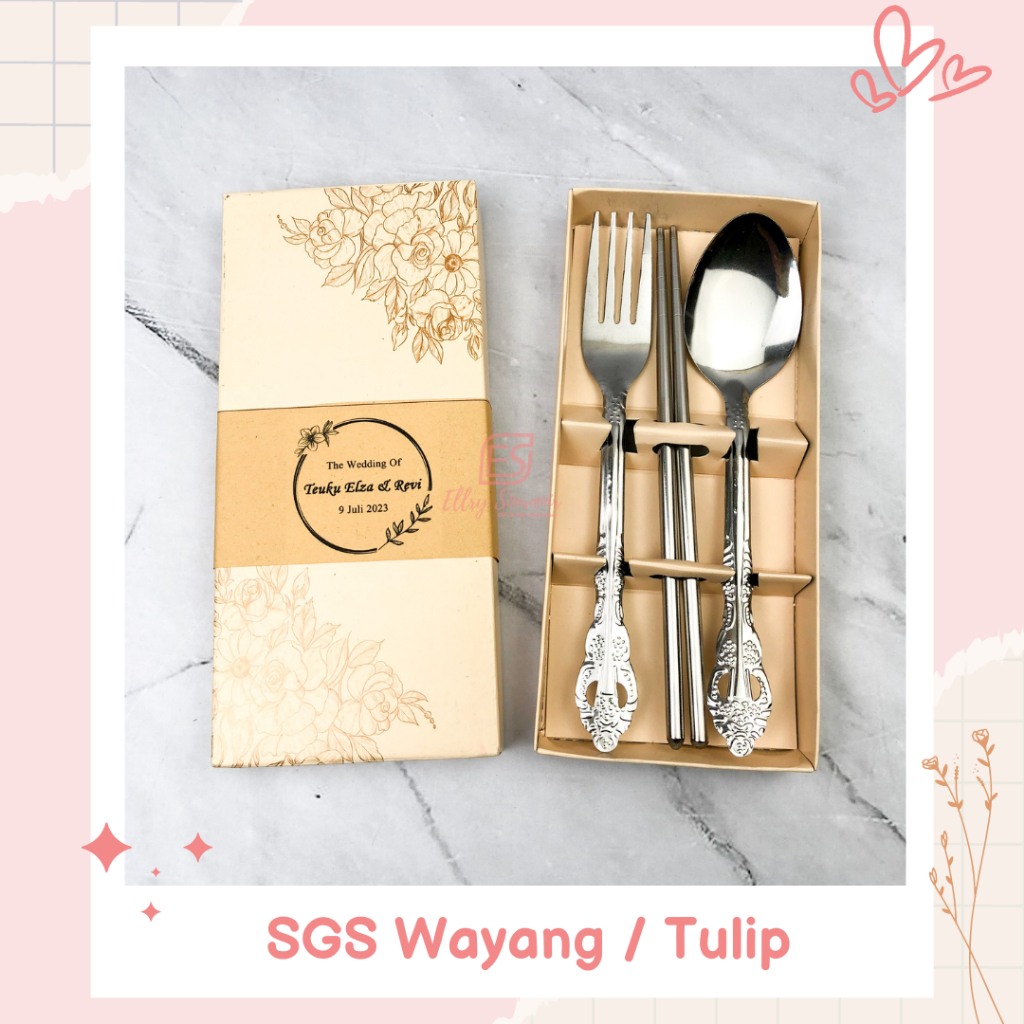 Jual Souvenir Sendok Garpu dan Sumpit Wayang/Tulip/Batik Stainless ...