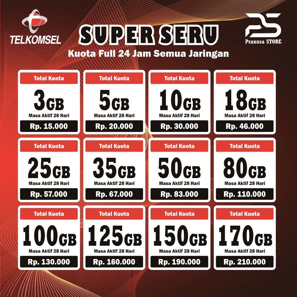 Jual KUOTA TELKOMSEL SUPER SERU 3GB ~ 35GB (CEK NOMOR DULU) | Shopee Indonesia