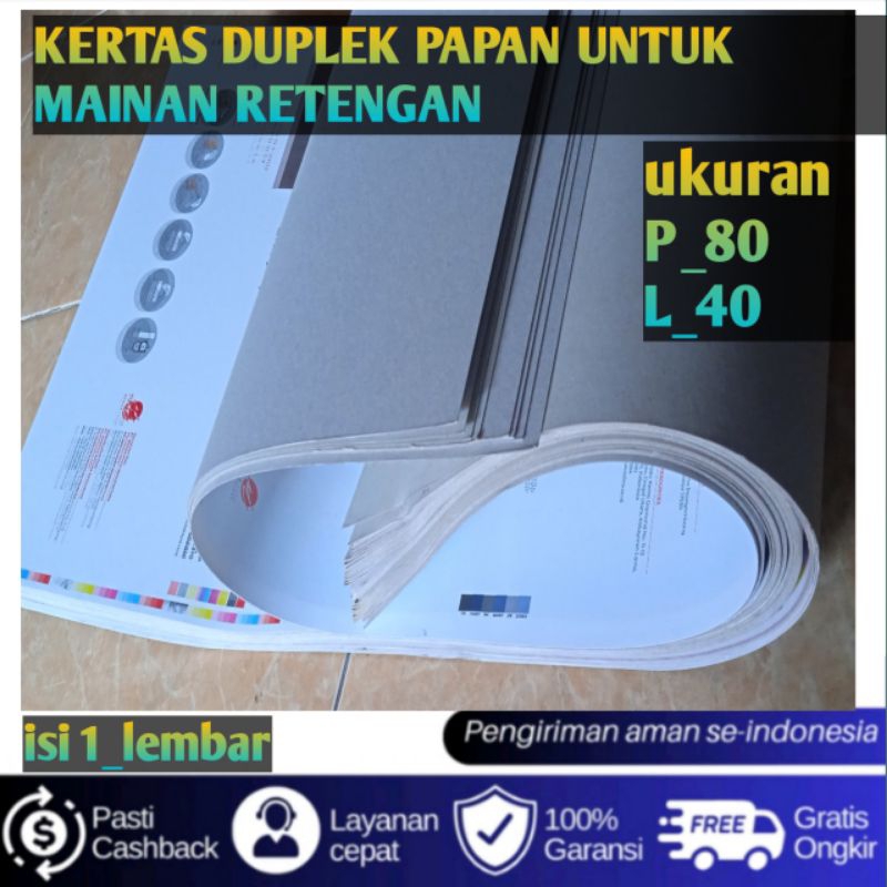 Jual kertas duplek tebal untuk alas gantungin mainan ukuran 80x40cm isi ...