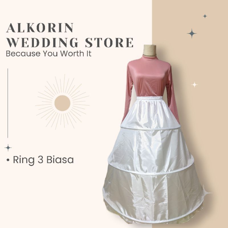 Jual Rok gaun pengantin wanita pertticoat ring 3 tanpa jala polos ...