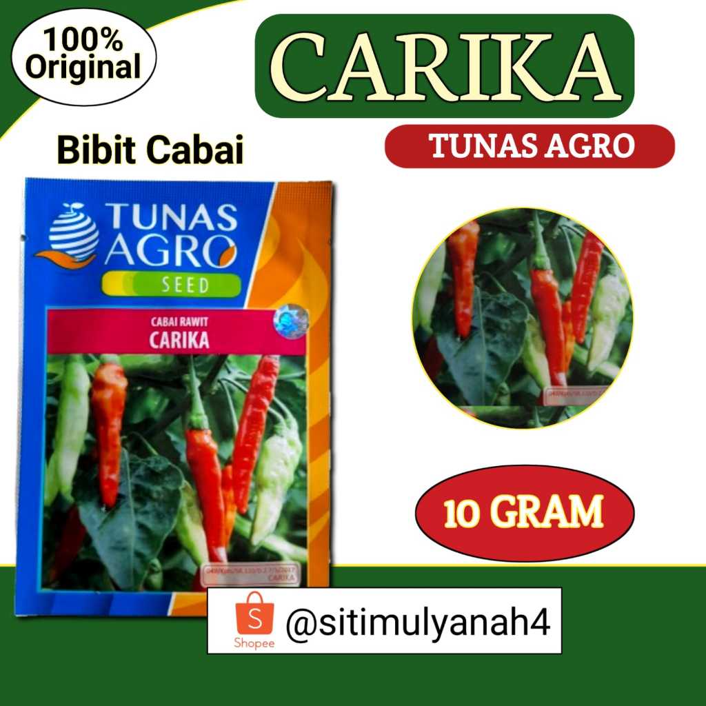 Jual Benih Cabai Rawit CARIKA isi 10 Gram Kemasan Pabrik Produksi Tunas ...