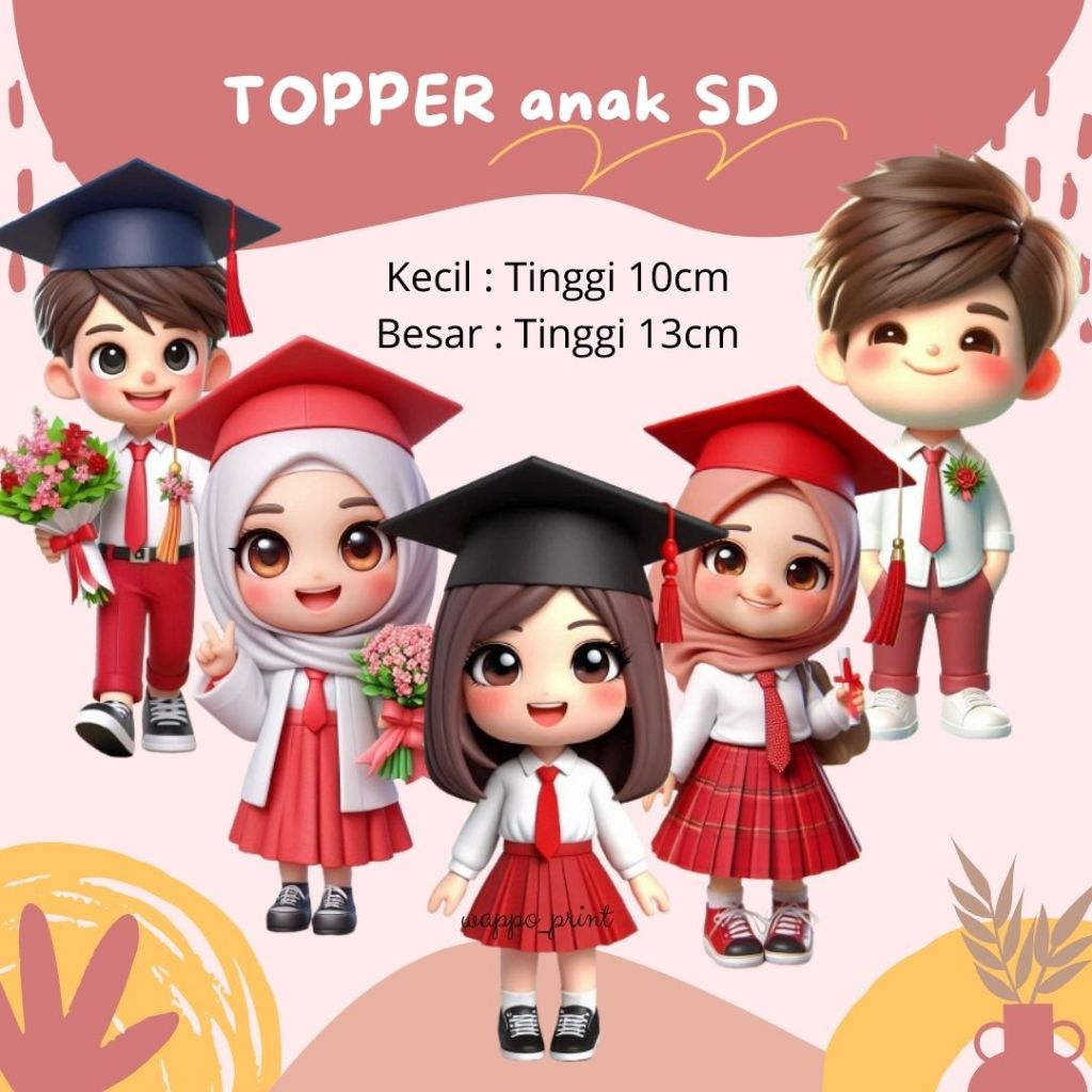 Jual Topper Anak SD / Hiasan Buket / Hiasan Buket Wisuda Sekolah Dasar /Topper Untuk Wisuda ...