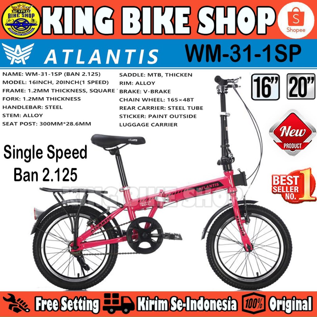 Jual Sepeda Lipat ATLANTIS FOLD WM 31 Ukuran 16 20 Inch 1 Speed ...