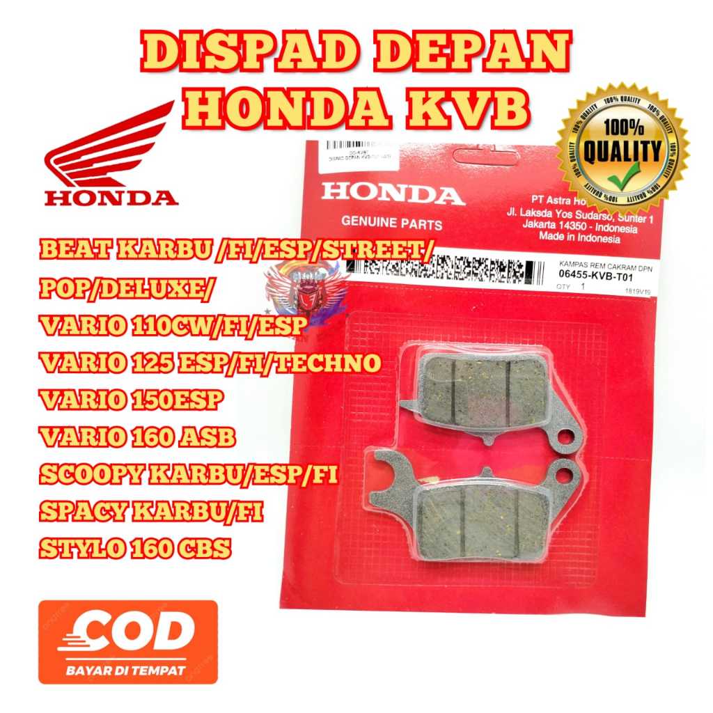 Jual Dispad Depan Original Honda KVB Kampas Rem cakram depan Beat FI ...