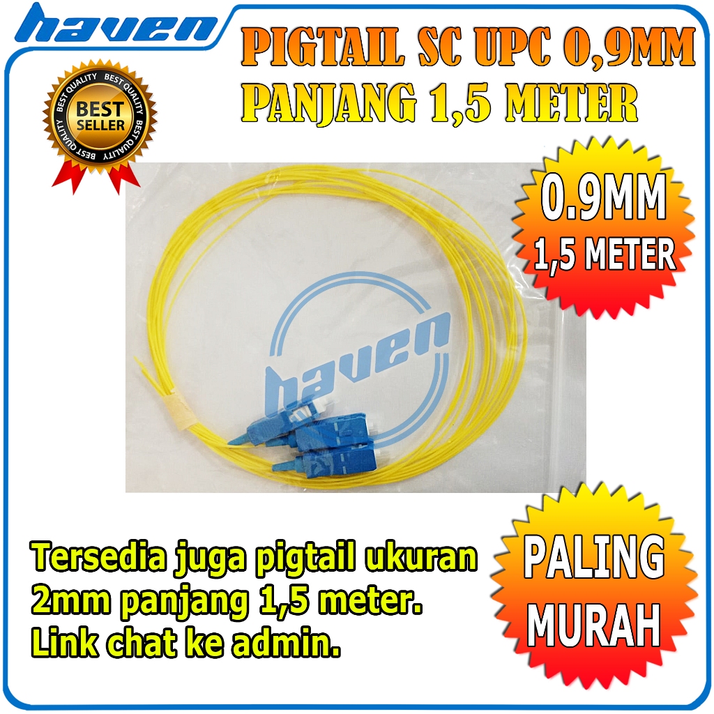 Jual Pigtail Fiber Optic 0.9mm SC UPC Panjang 1,5 Meter Pigtail SC UPC ...