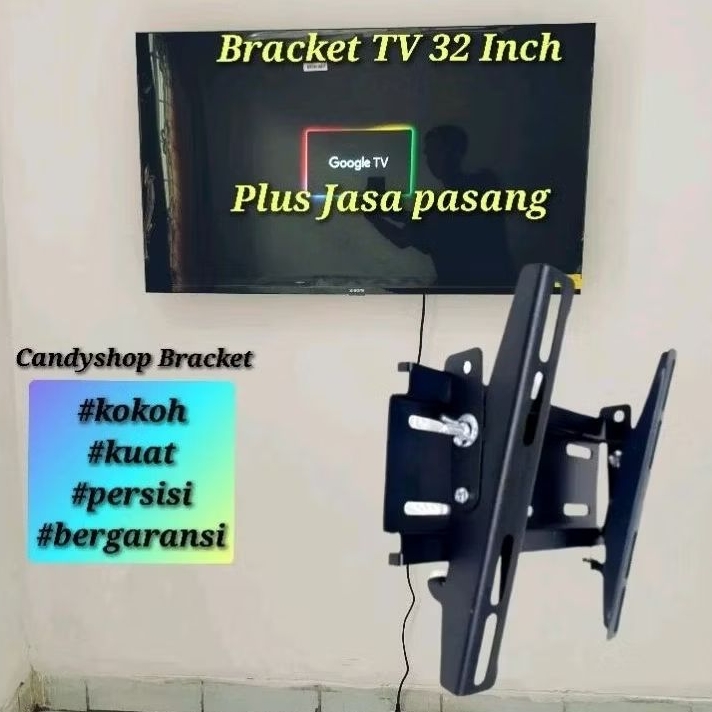 Jual (Braket+pasang)bracket tv 32 inch monitor led tv wallmount titl ...
