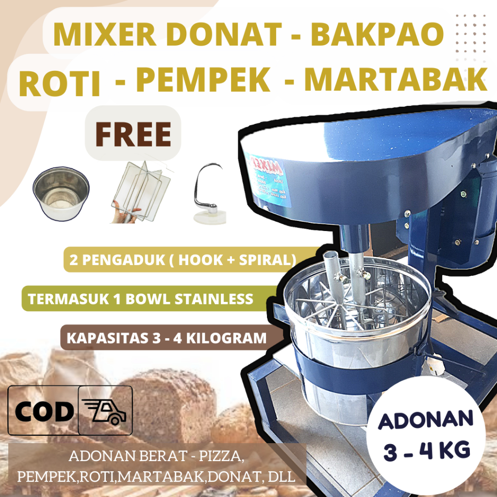 Jual Mixer Cdi 3 Kg Bakery Sampai 4 Kg Mikser Jumbo Buat Adonan Roti 2 ...