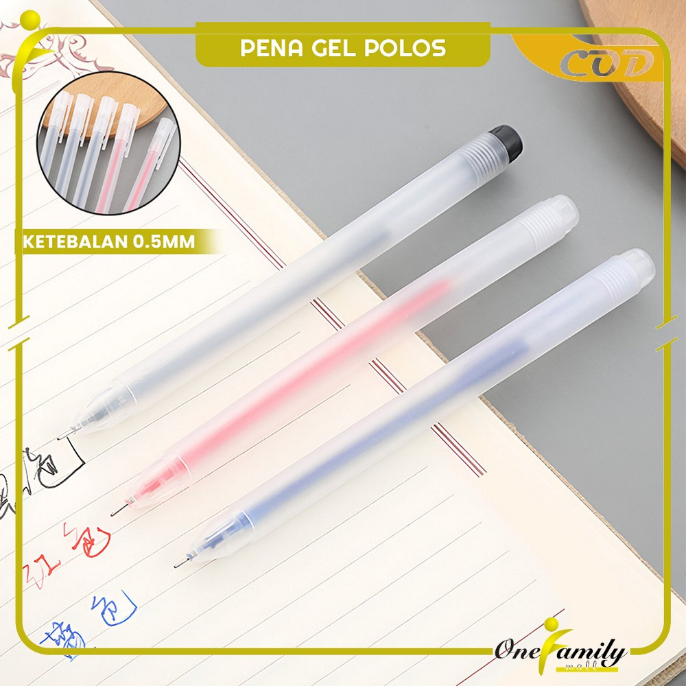 Jual ONE-A46 Pena Gel Alat Tulis Pulpen 0.5mm Motif Polos Simple / Pena ...
