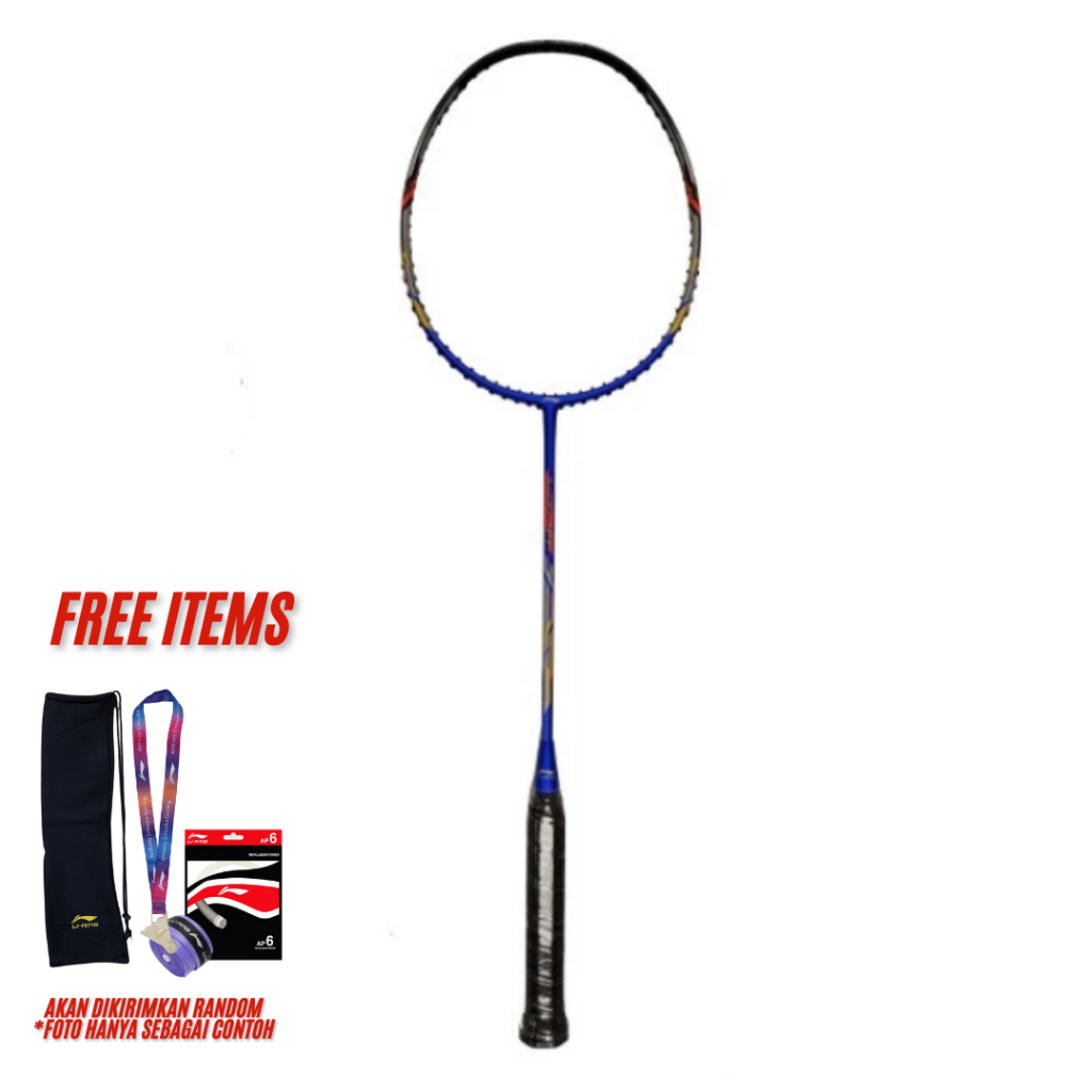 Jual Li-Ning Badminton Racket Turbo 99 Blue/Black AYPR032-4 Bundle ...
