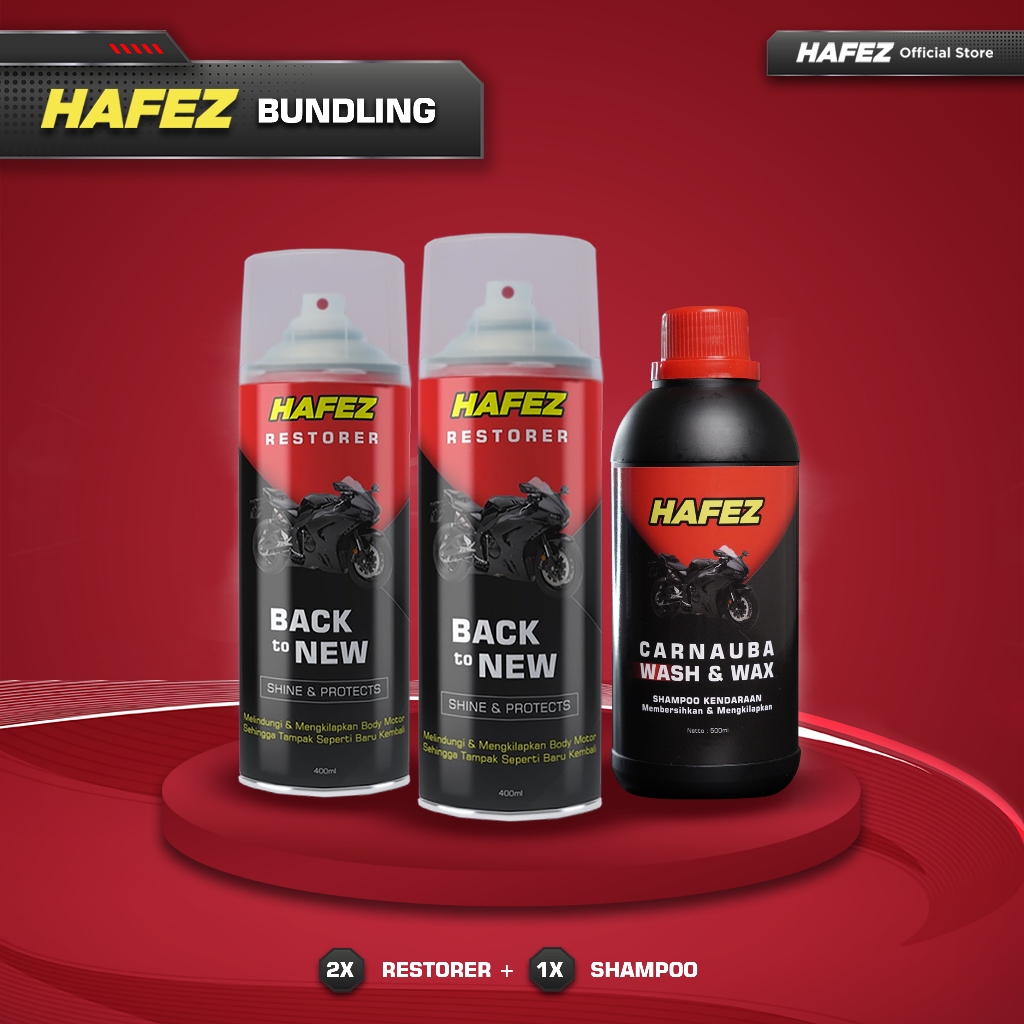 Jual HAFEZ BUNDLING 2 RESTORER & 1 SHAMPOO Pengkilap dan Penghitam Body ...