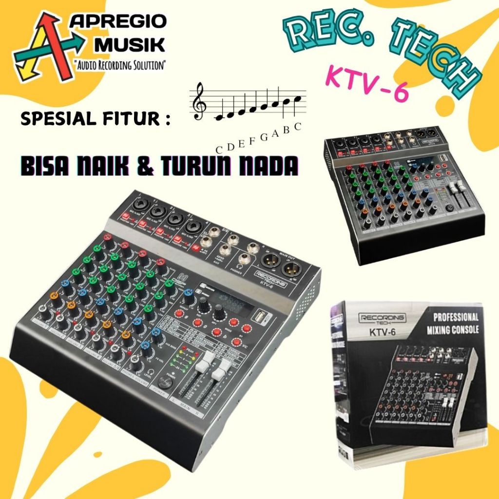 Jual Recording Tech KTV6 KTV 6 Mixer Audio fitur naik turun nada dan ...