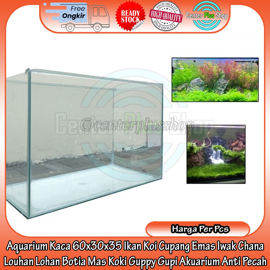 Jual [Kargo] Aquarium Kaca 60x30x35cm Tebal 5mm Akuarium Aquascape Ikan ...