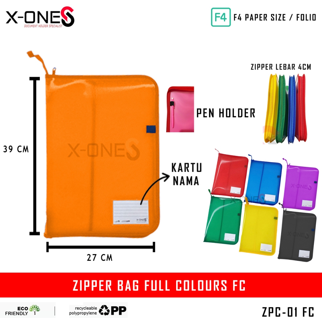 Jual X-ONE - ZIPPER BAG FULL COLOURS F4 MAP PLASTIK SELETING MAP JALA ...