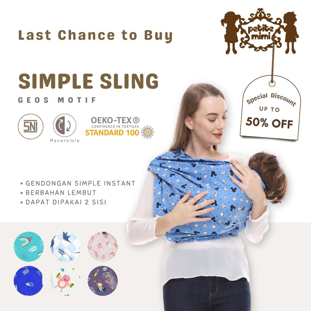 Jual Petite Mimi Gendongan Kaos Motif / Gendongan Kaos Simple Sling ...