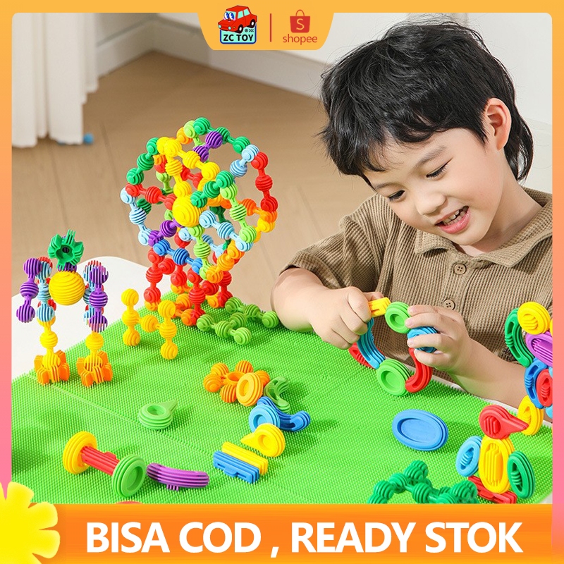 Jual ZCTOY Mainan Anak DIY Balok bangunan karet lunak sensorik Kubus ...