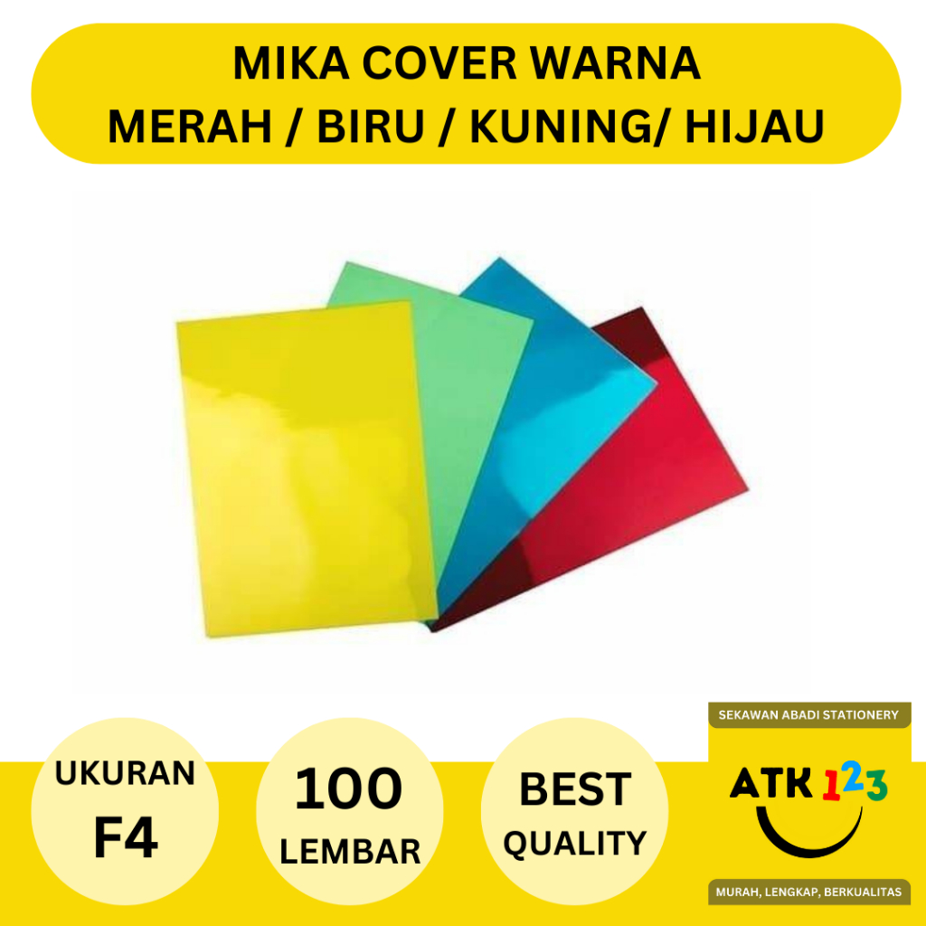 Jual Mika Cover Mika Jilid Folio Isi 100 lbr Warna Merah Hijau Kuning ...
