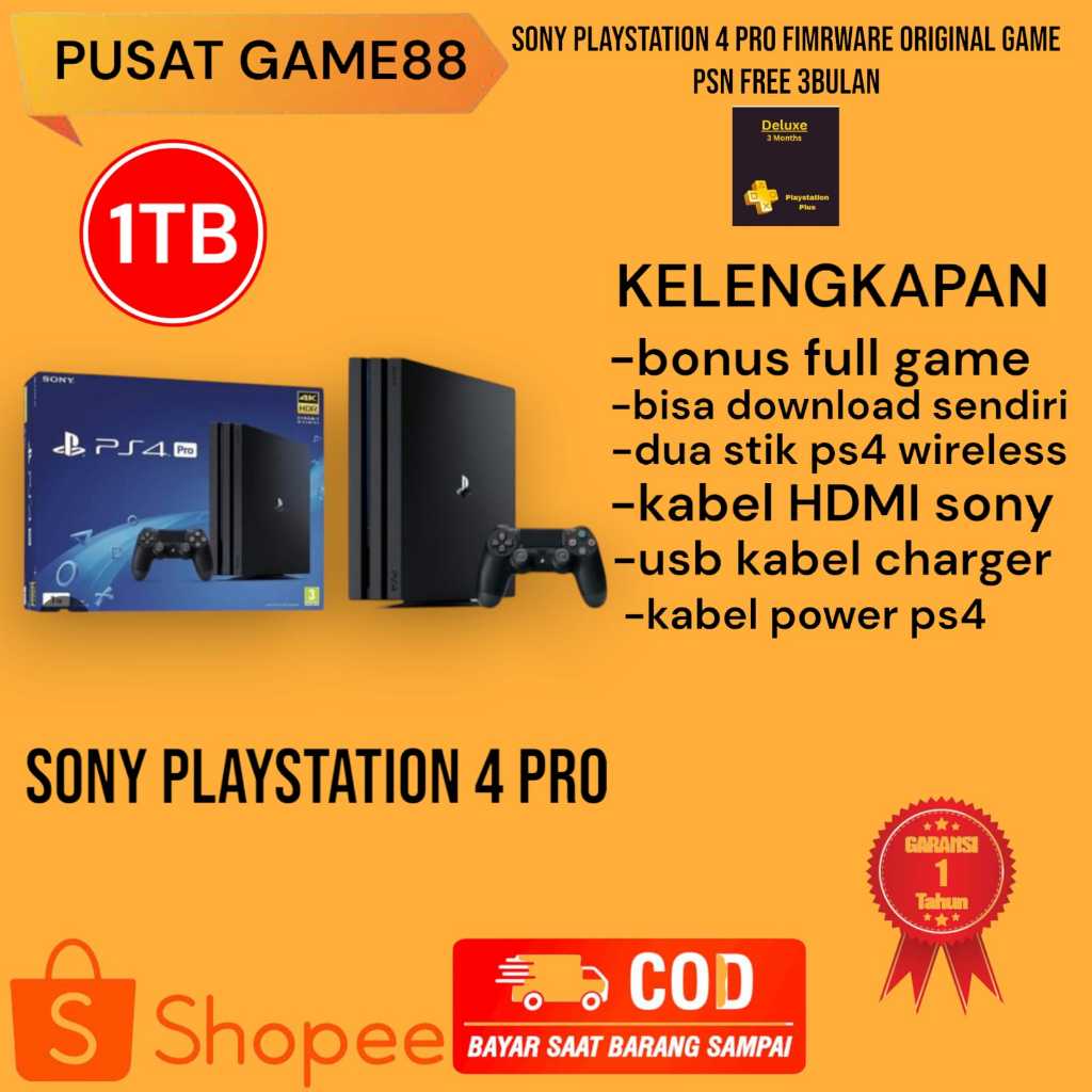 Jual SONY PLAYSTATION PS4 PRO 1 TB GAME ONLINE/OFFLINE GAME PSN FREE 3 ...