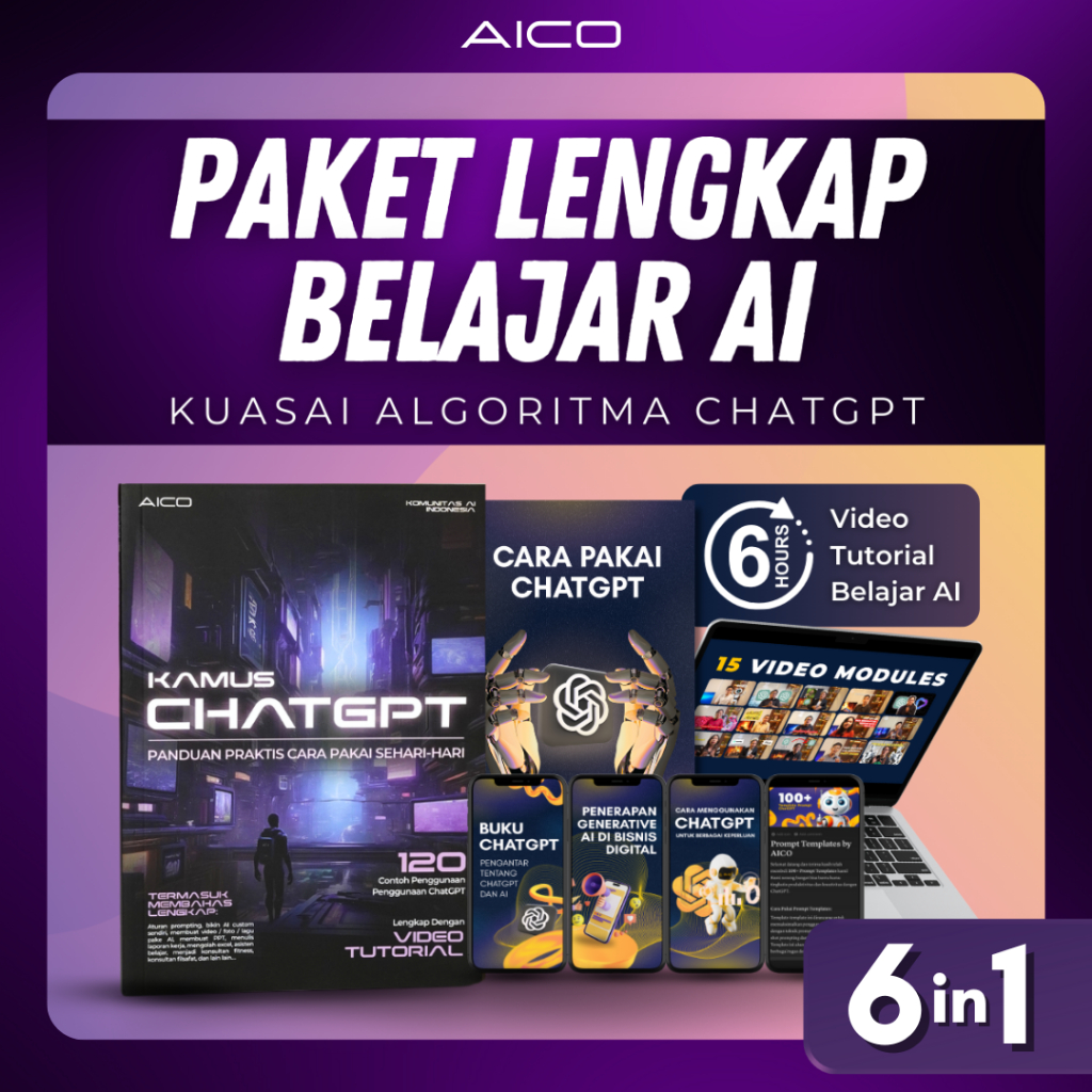 Jual AICO - Paket 6 in 1 Lengkap Buku Belajar AI Kamus Chat GPT Learning Pass AI004CO | Shopee ...