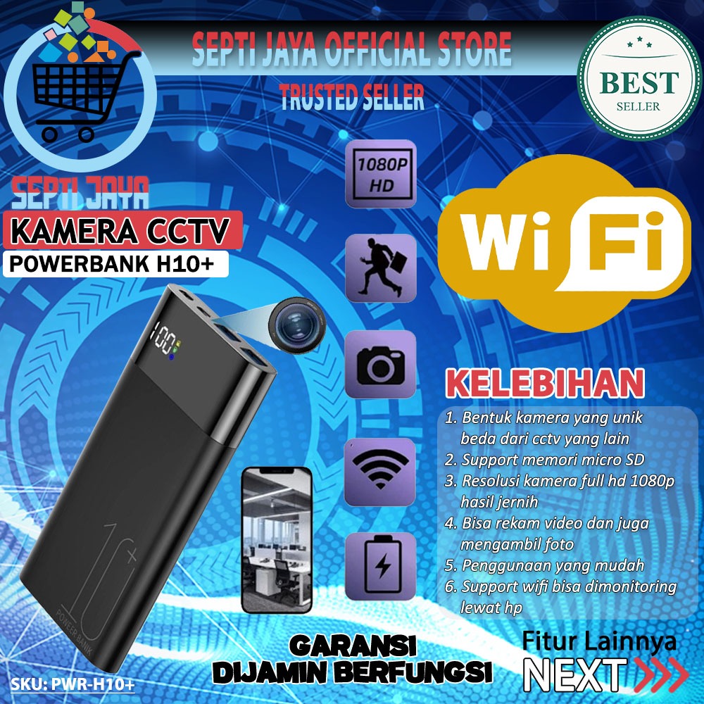 Jual Spy Cam Powerbank H10+ Kamera Wifi Wireless APP Monitoring Full HD ...