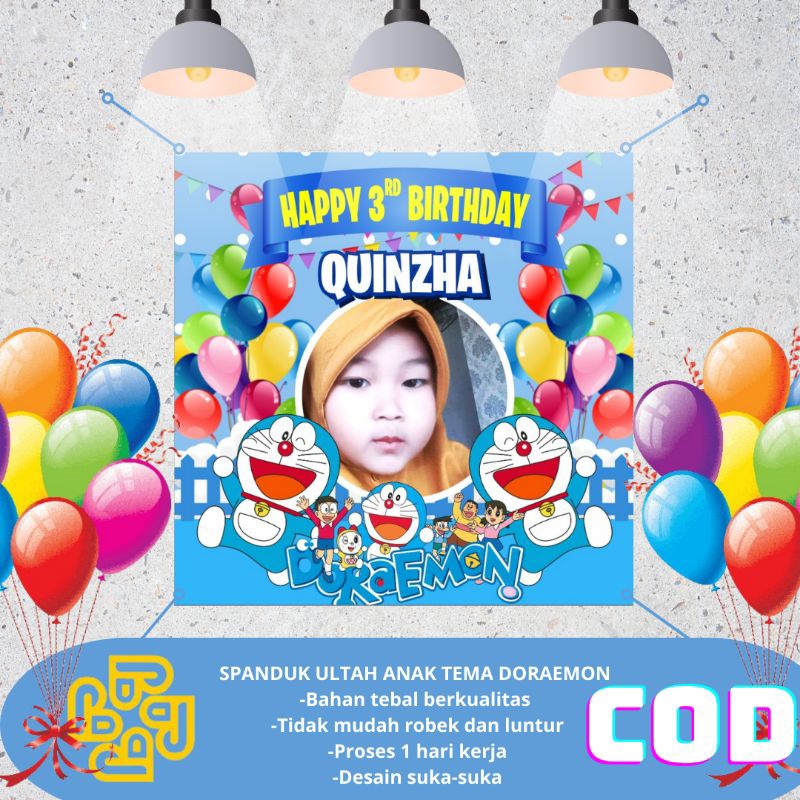 Jual Backdrop Banner Ulang tahun anak Doraemon/perlengkapan dekorasi ...