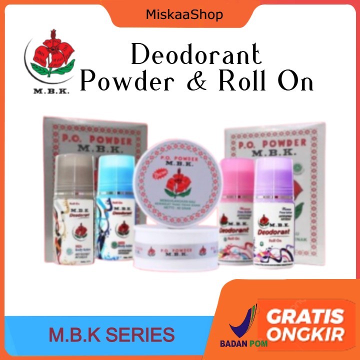 Jual M.B.K Series | Deodorant Roll On 40 ml | Bedak Jar Tint 60 Gr | Bedak Sachet putih silver ...