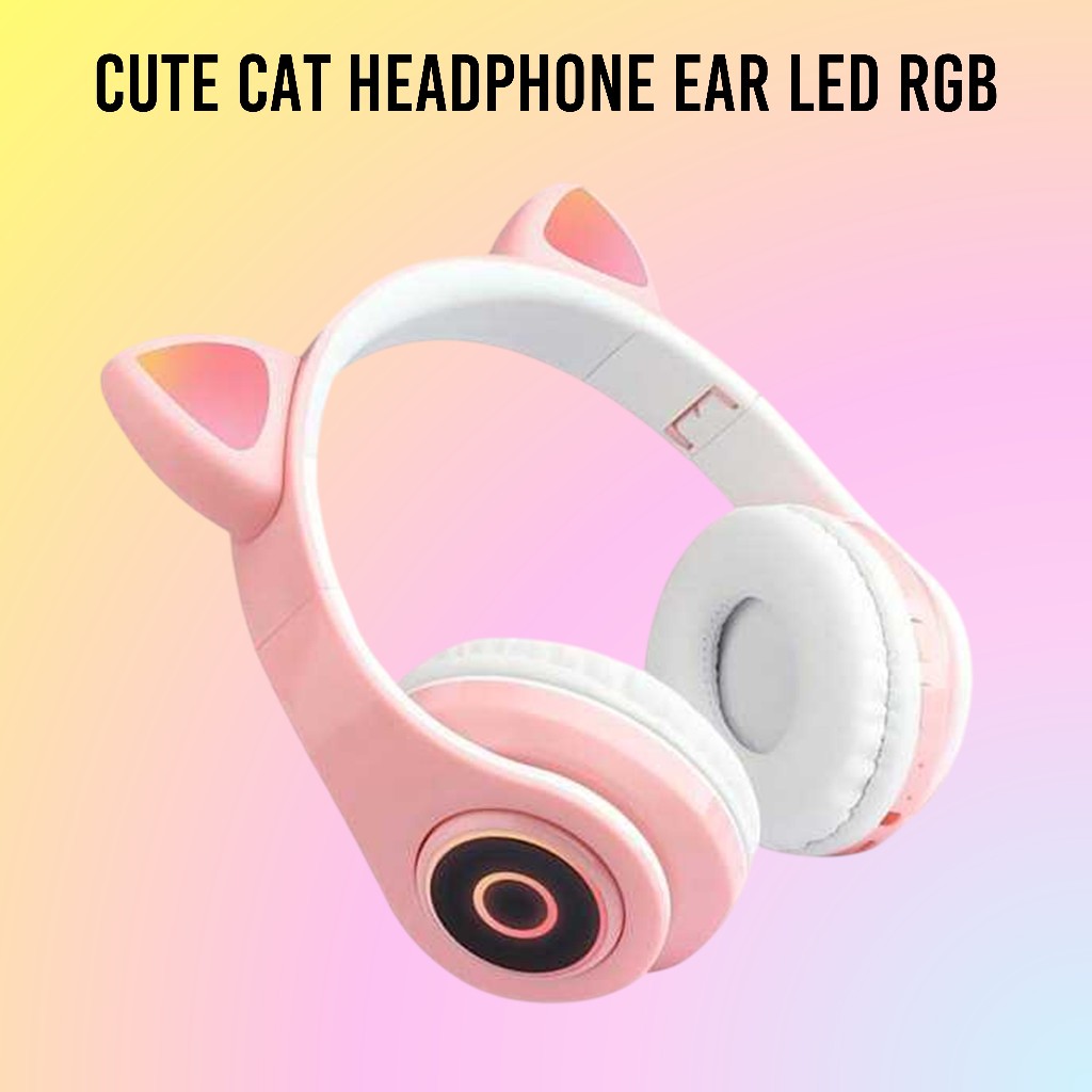 Jual Bluetooth Headset Headphone Telinga Kucing Cute Cat Ear LED RGB ...
