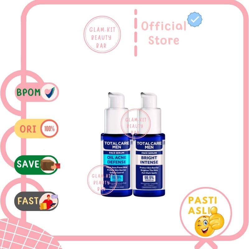 Jual Total Care Men Face Serum 20ml Oil Acne Defense | Bright Intense ...