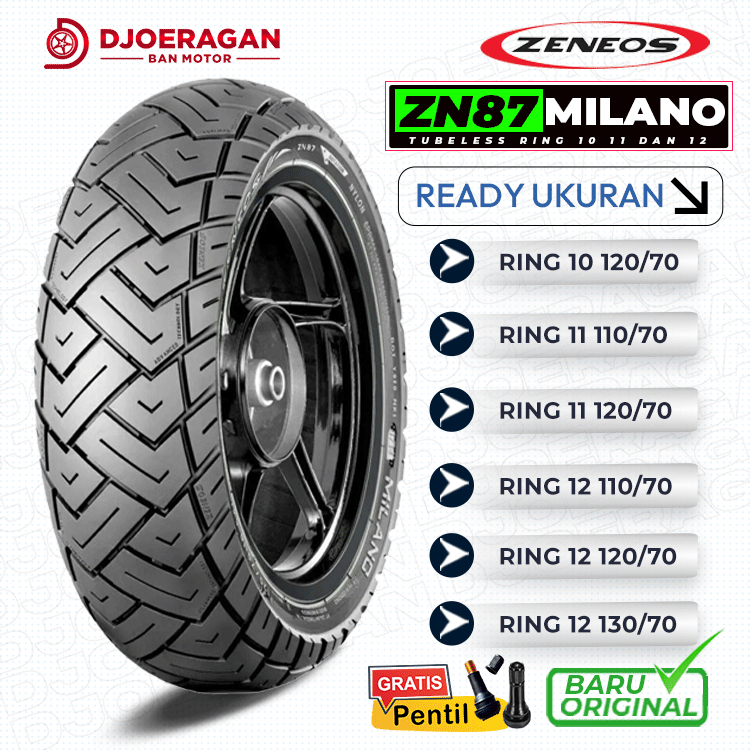 Jual BAN MOTOR VESPA RING 10 RING 11 RING 12 ZENEOS MILANO TUBELESS ...