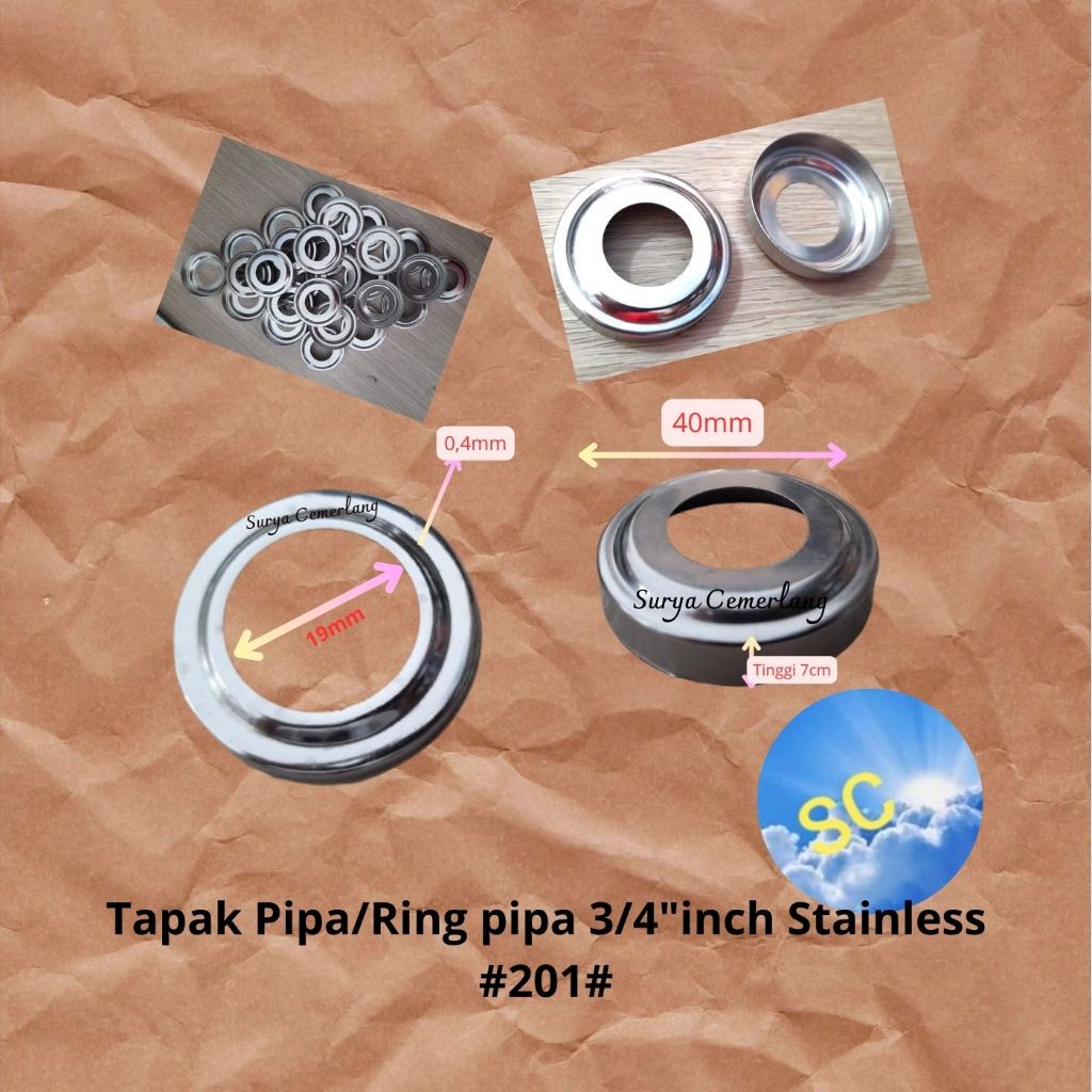 Jual SC Tapak pipa Ring pipa stainless Steel Tangga 3/4" inch "201 ...