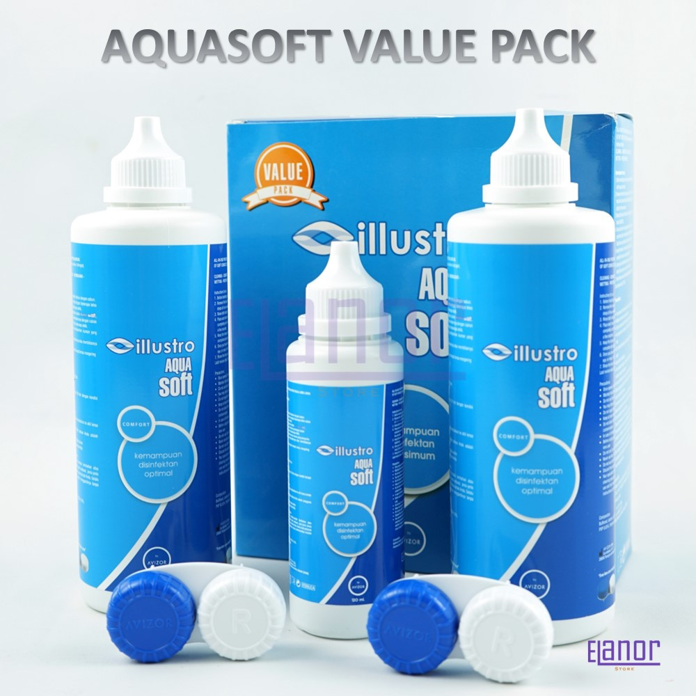 Jual CAIRAN SOFTLENS ILLUSTRO AQUASOFT VALUE PACK (2 Botol 350 ml + 1 ...