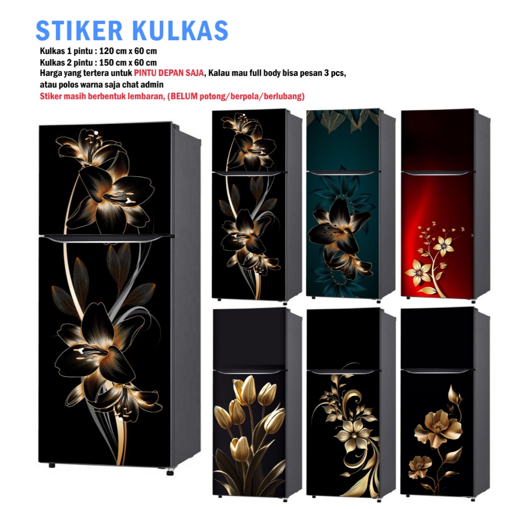 Jual Stiker Kulkas 1 Pintu dan Sticker Kulkas 2 pintu Bunga Emas ...