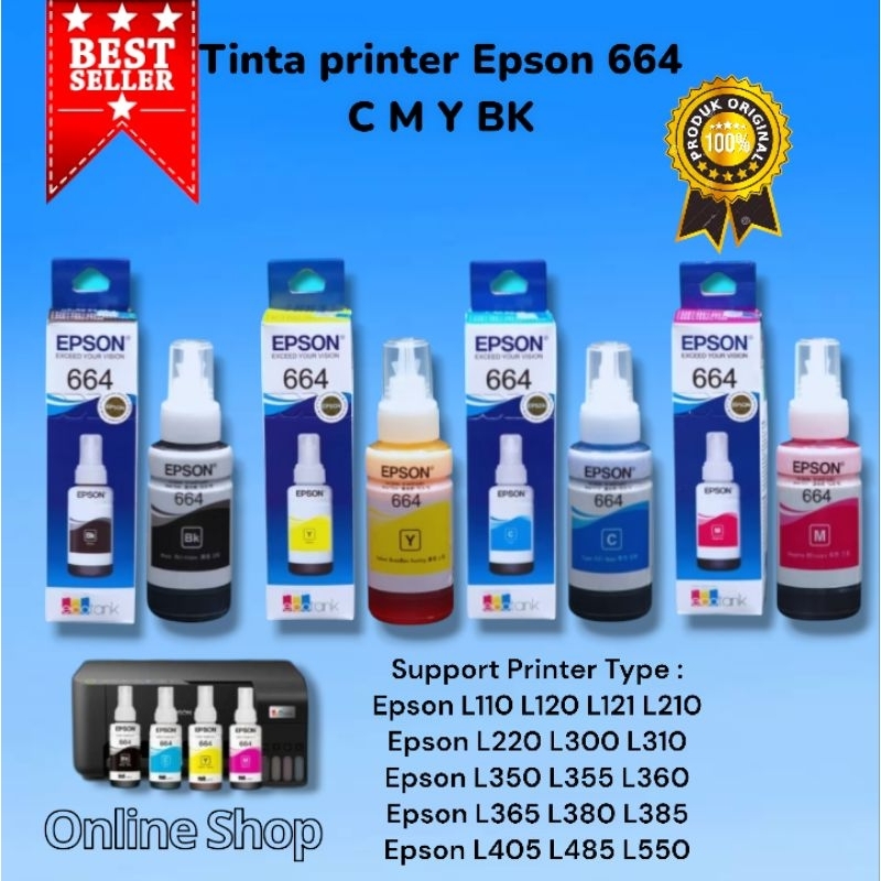 Jual Tinta Epson 664 Original Hitam L100/L110/L120/L200/L220/L310/L360 | Shopee Indonesia