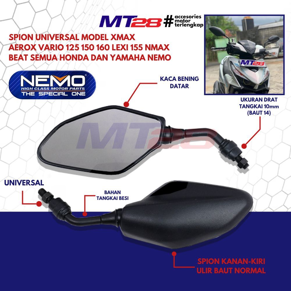 Jual Spion Universal Model Xmax - NEMO Aerox Vario 125 150 160 Lexi 155 ...