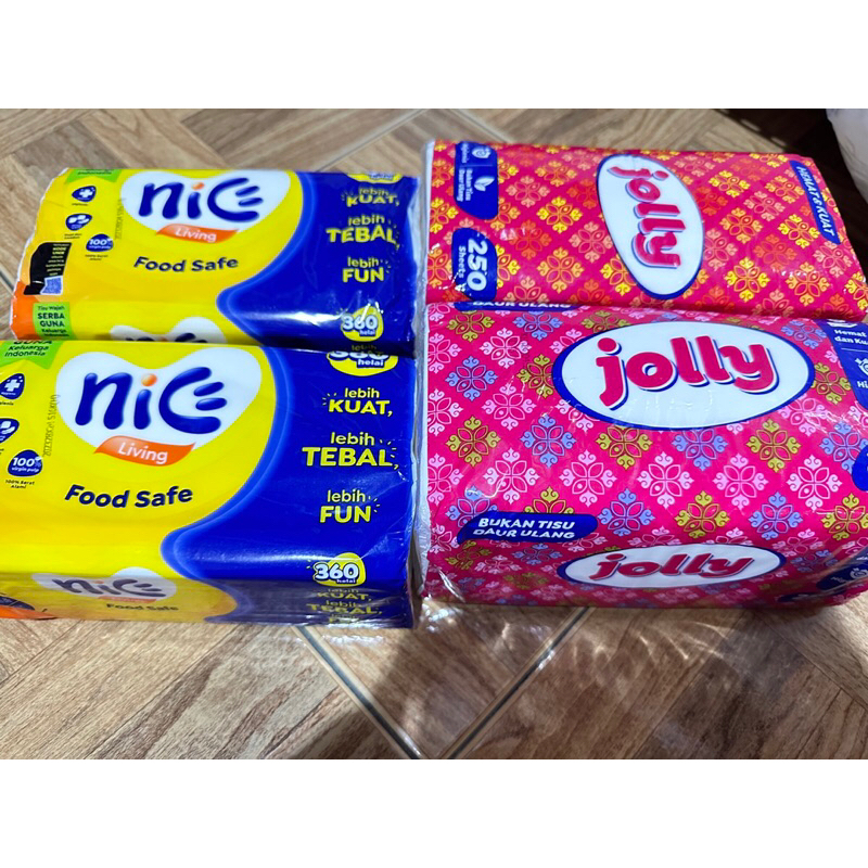 Jual Nice Tissue Wajah Soft 180 sheets 2 ply, Tissue jolly 250 sheets ...