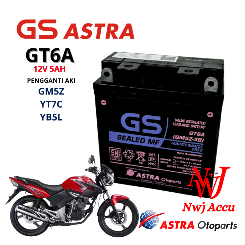 Jual AKI KERING MOTOR GS ASTRA MEGA PRO PRIMUS GM5Z GT6A YT7C YB5L GS ...