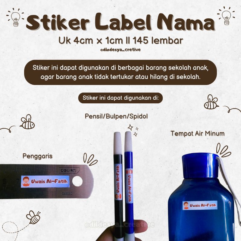 Jual Stiker Label Nama Isi 200 Lembar Anak Costume - Stiker Label Nama ...