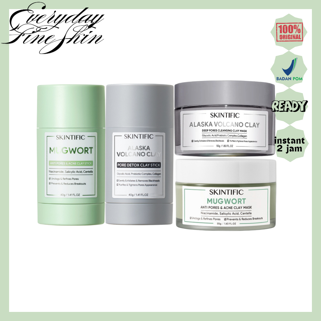 Jual SKINTIFIC Masker Series Mugwort Acne Clay Alaska Volcano Clay Mud ...